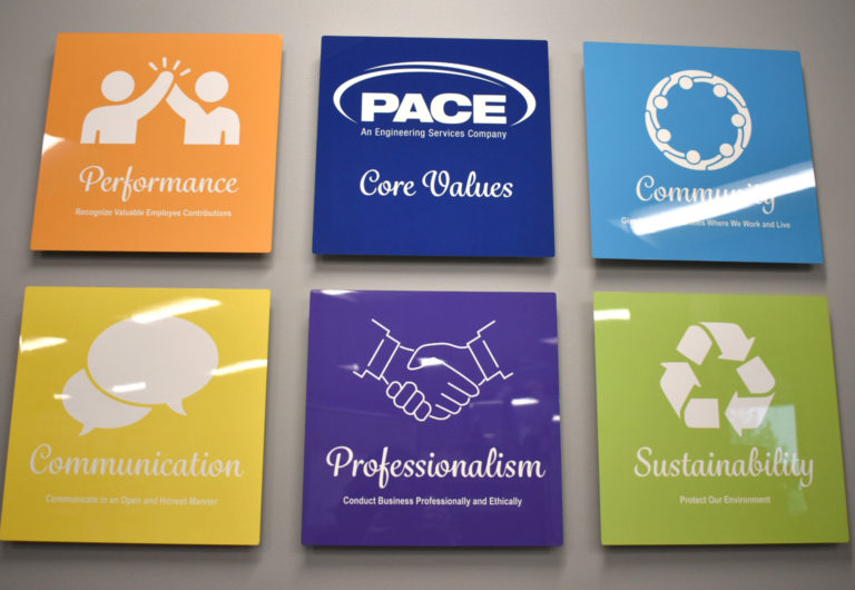 PACE Engineers – Core Values signs – United print. signs. graphics.